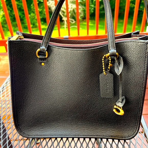Coach | Bags | Coach Tyler Carryall Pebble Leather Black Shoulder Bag ...